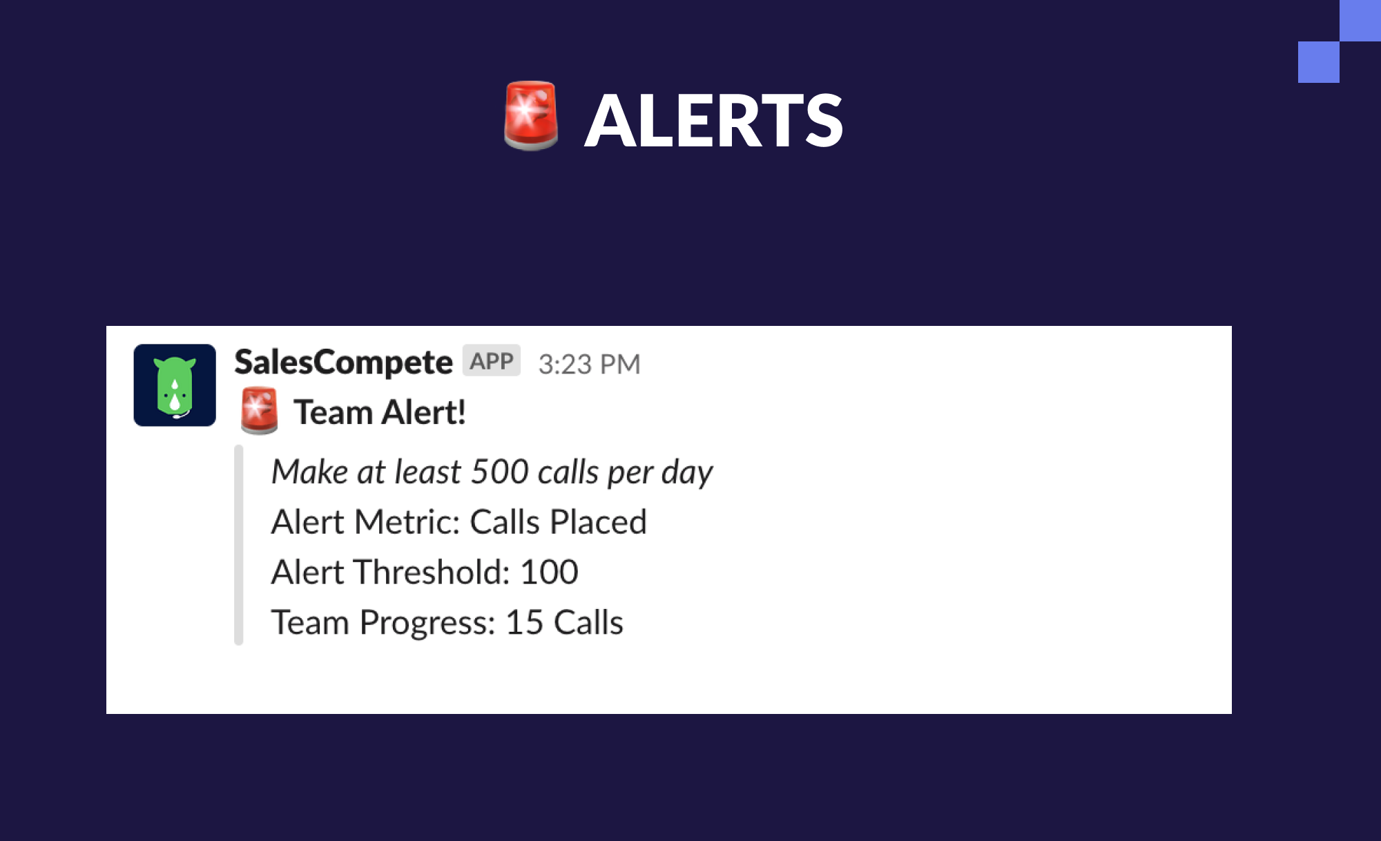 Sales Activity Alerts inside Slack