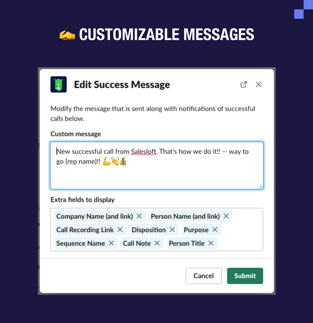 Customizable Sales Call Coaching & Success Messages, Percentage Graphs